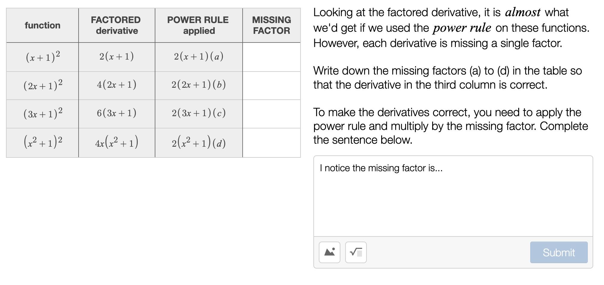 Solved function derivative FACTORED derivative After finding | Chegg.com