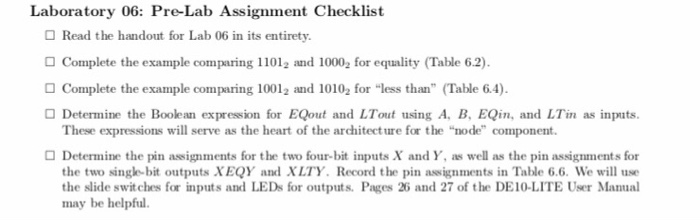 Solved Laboratory 06: Pre-Lab Assignment Checklist Read the | Chegg.com