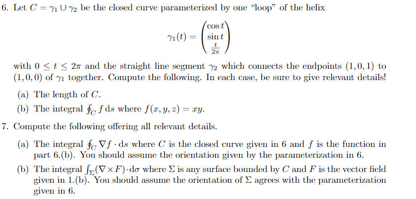 6. Let C = 71 72 be the closed curve parameterized by | Chegg.com