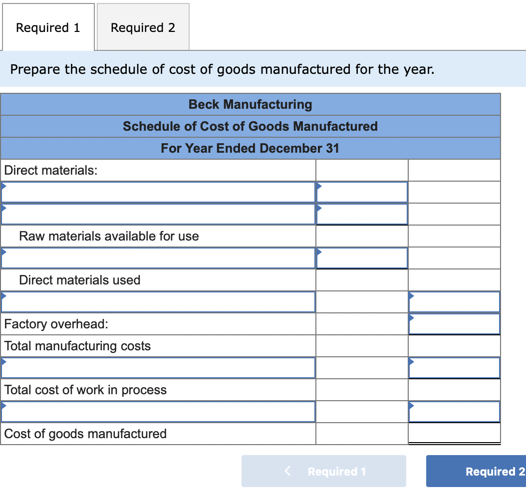 Solved Beck Manufacturing reports the following information | Chegg.com
