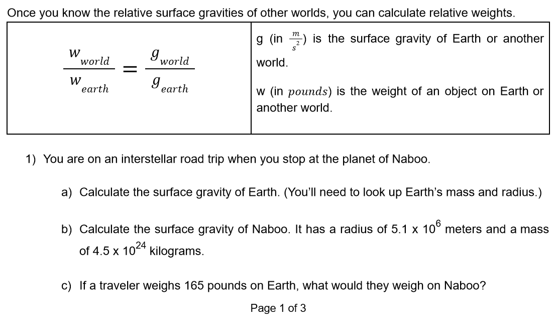 Solved Learning Objectives - Calculate surface gravities and | Chegg.com