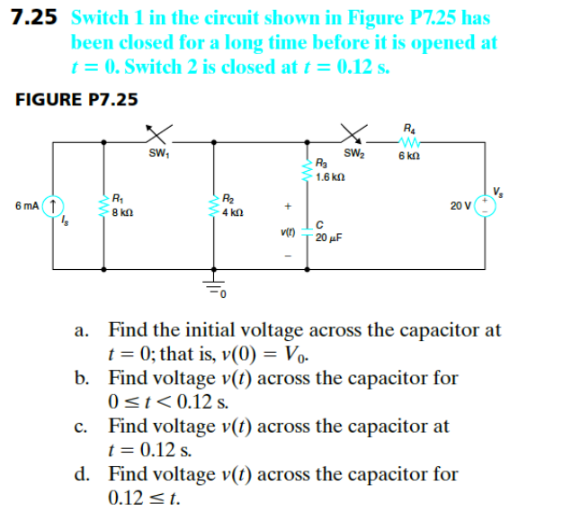 Solved 7.25 Switch 1 in the circuit shown in Figure P7.25 | Chegg.com