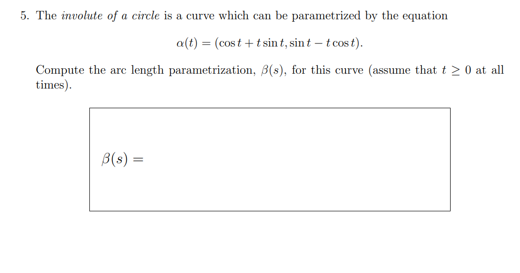Solved The involute of a circle is a curve which can be | Chegg.com