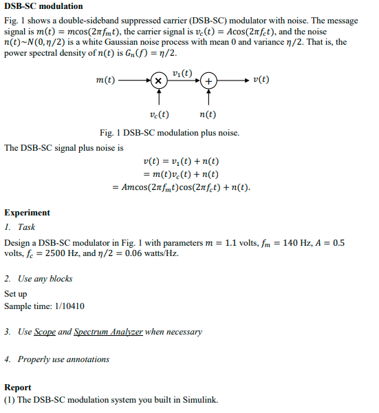 DSB-SC modulation Fig. 1 shows a double-sideband | Chegg.com