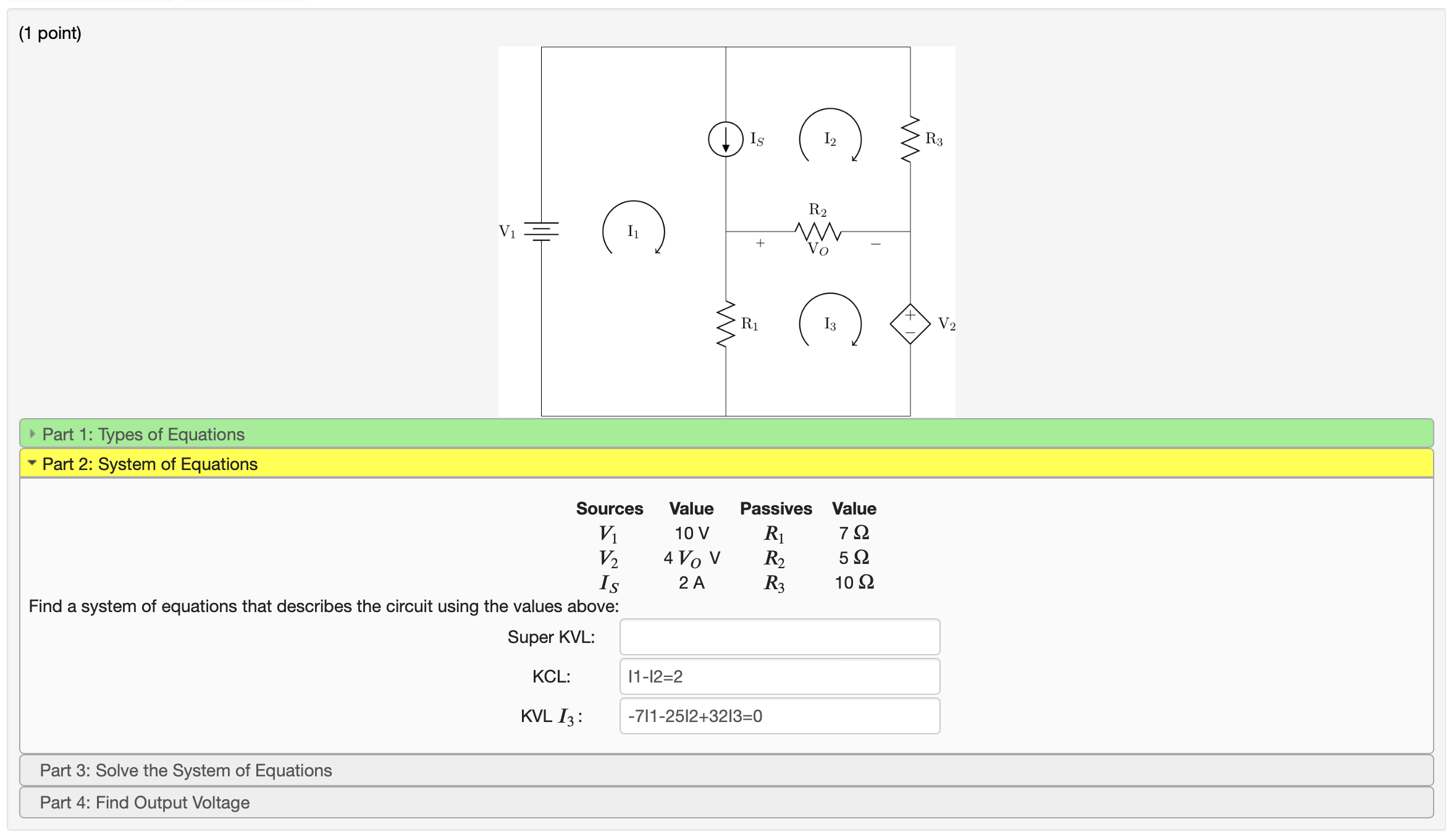 Solved Find a system of equations that describes the circuit | Chegg.com