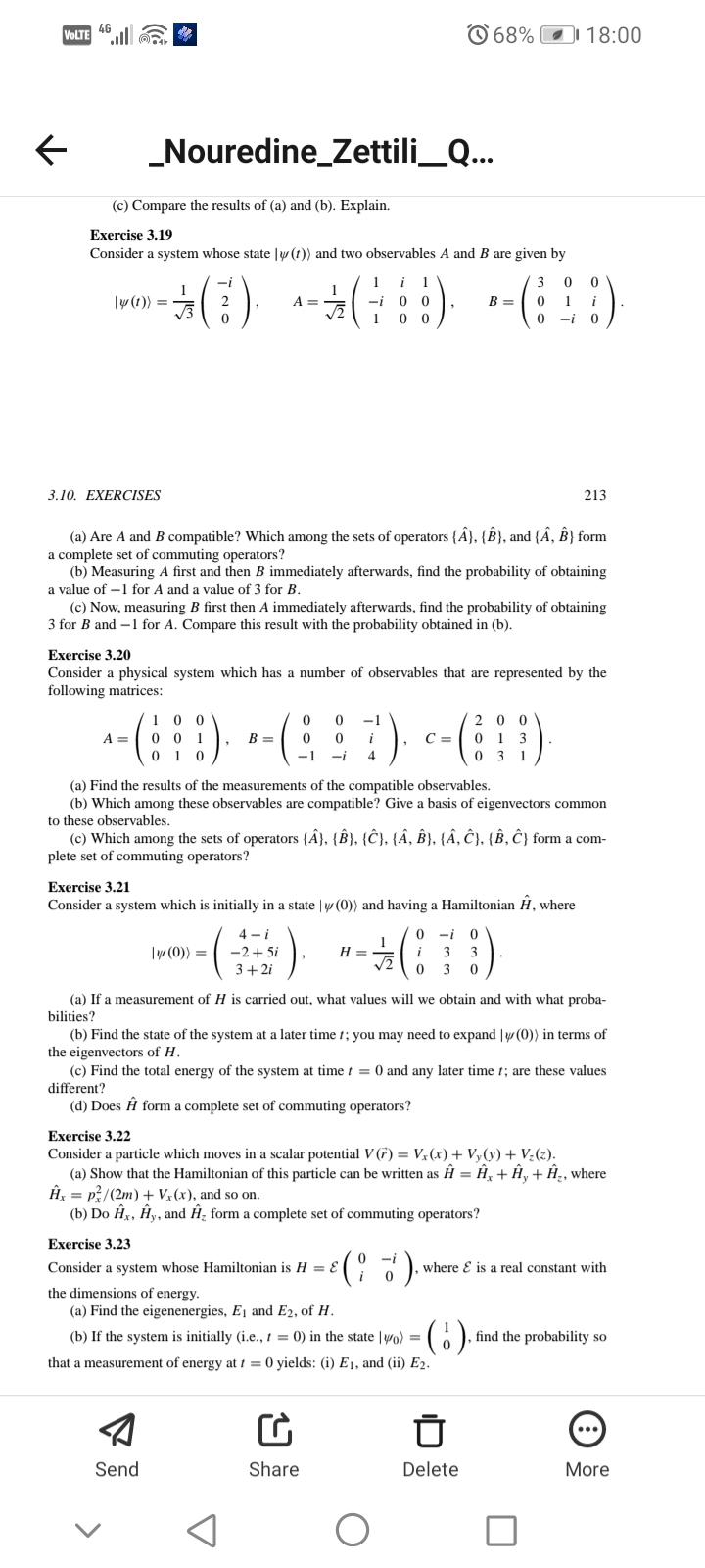 Solved Exercise 3.19 Consider a system whose state ∣ψ(t) | Chegg.com