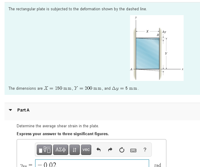 Solved The rectangular plate is subjected to the deformation | Chegg.com
