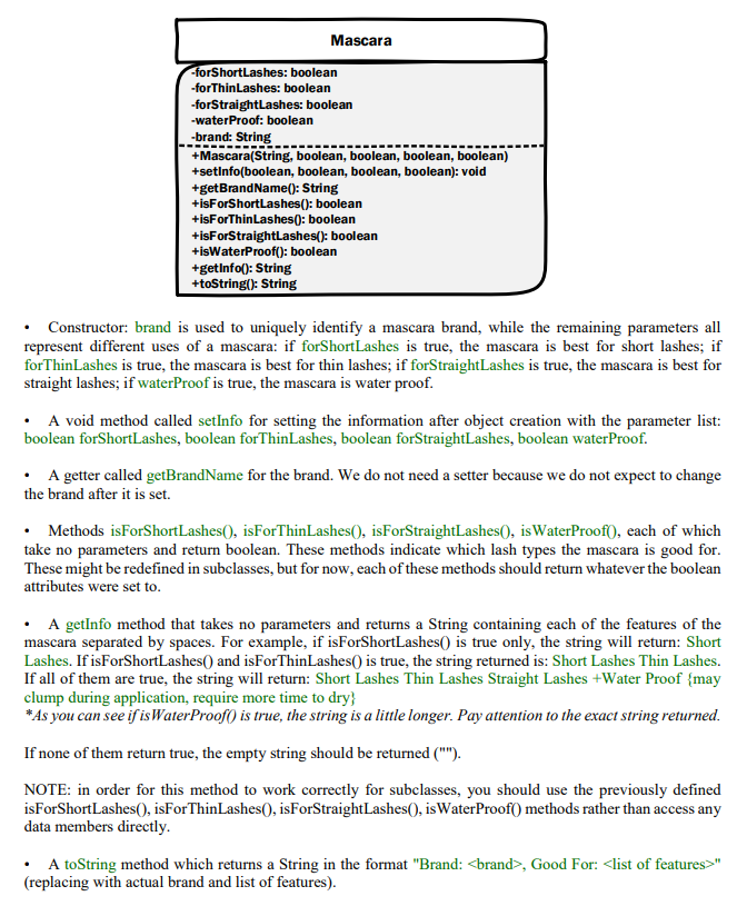 MascaraList ?? +?? +add Mascara Mascara): void | Chegg.com