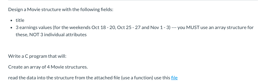 Solved Design a Movie structure with the following fields: . | Chegg.com