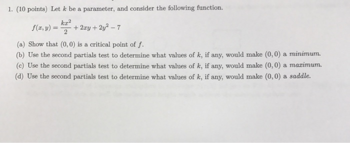 Solved Let k be a parameter, and consider the following | Chegg.com