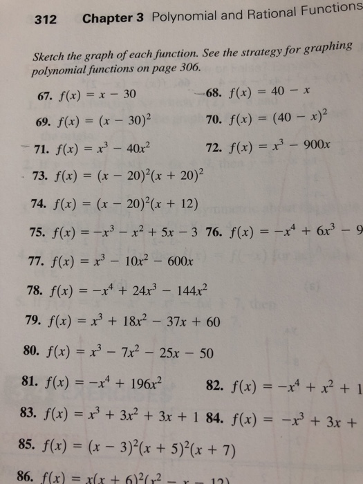 Solved 312 Chapter 3 Polynomial and Rational Functions | Chegg.com