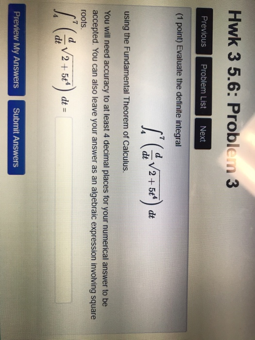 Solved Hwk 3 5.6: Problem 3 Previous Problem List Next (1 | Chegg.com