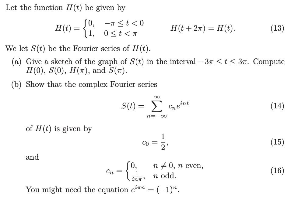 Solved = = = Let the function H(t) be given by So, -A | Chegg.com