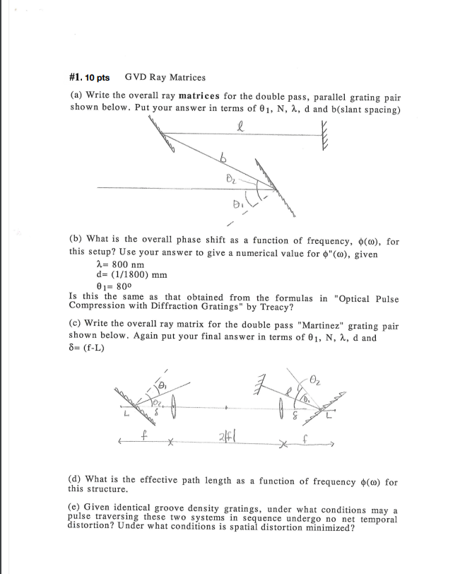 Solved (a) Write the overall ray matrices for the double | Chegg.com