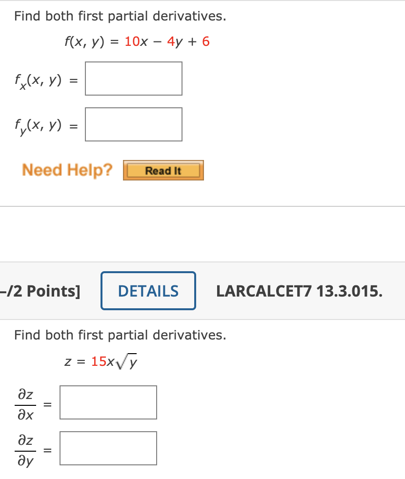 Solved Find both first partial derivatives. z = In = in() az | Chegg.com