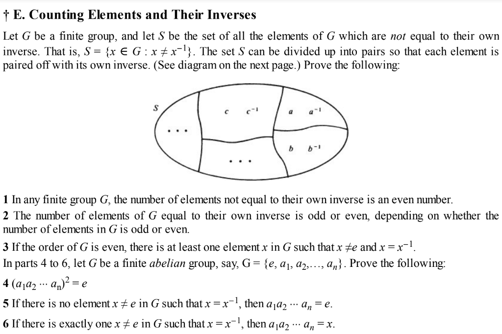 Solved † E. Counting Elements and Their Inverses Let G be a | Chegg.com