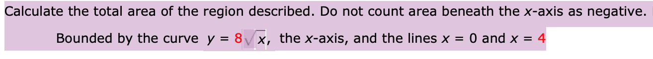 Solved Calculate the total area of the region described. Do | Chegg.com