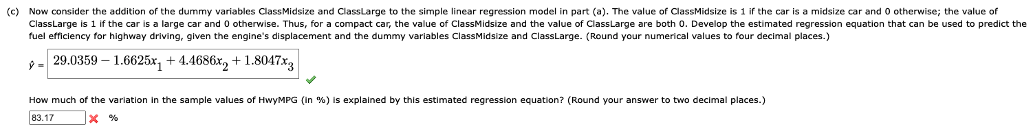 (c) Now consider the addition of the dummy variables | Chegg.com