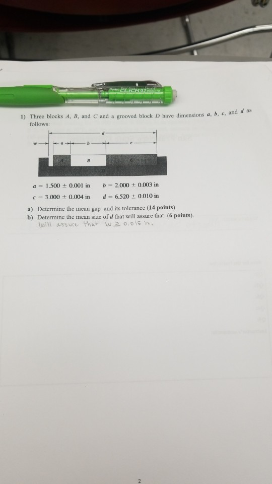 Solved 1) Three blocks A, B, and C and a grooved block D | Chegg.com