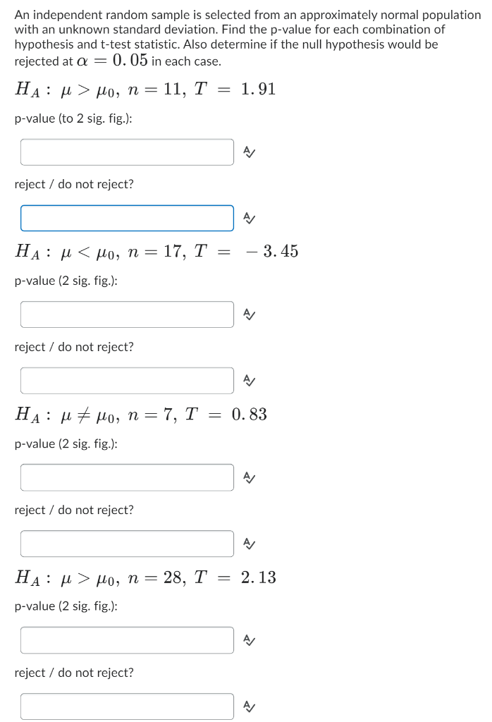Solved An independent random sample is selected from an | Chegg.com