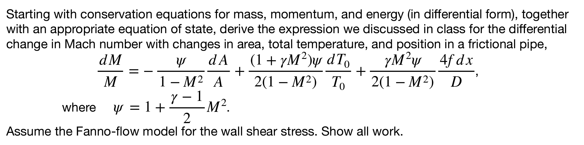 Starting with conservation equations for mass, | Chegg.com