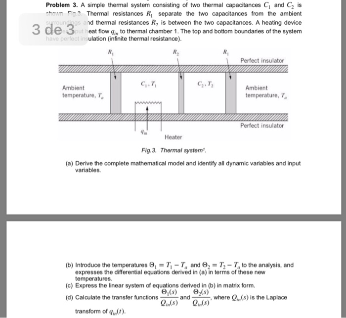Solved Problem 3. A simple thermal system consisting of two | Chegg.com