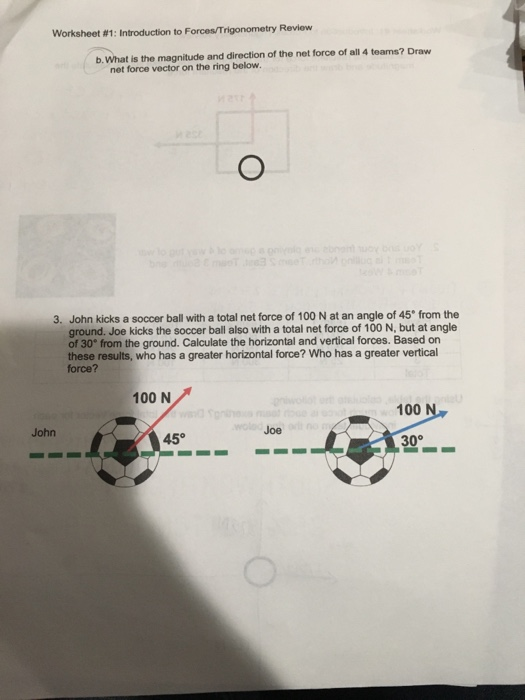 Solved Worksheet #1: Introduction to Forces/Trigonometry | Chegg.com