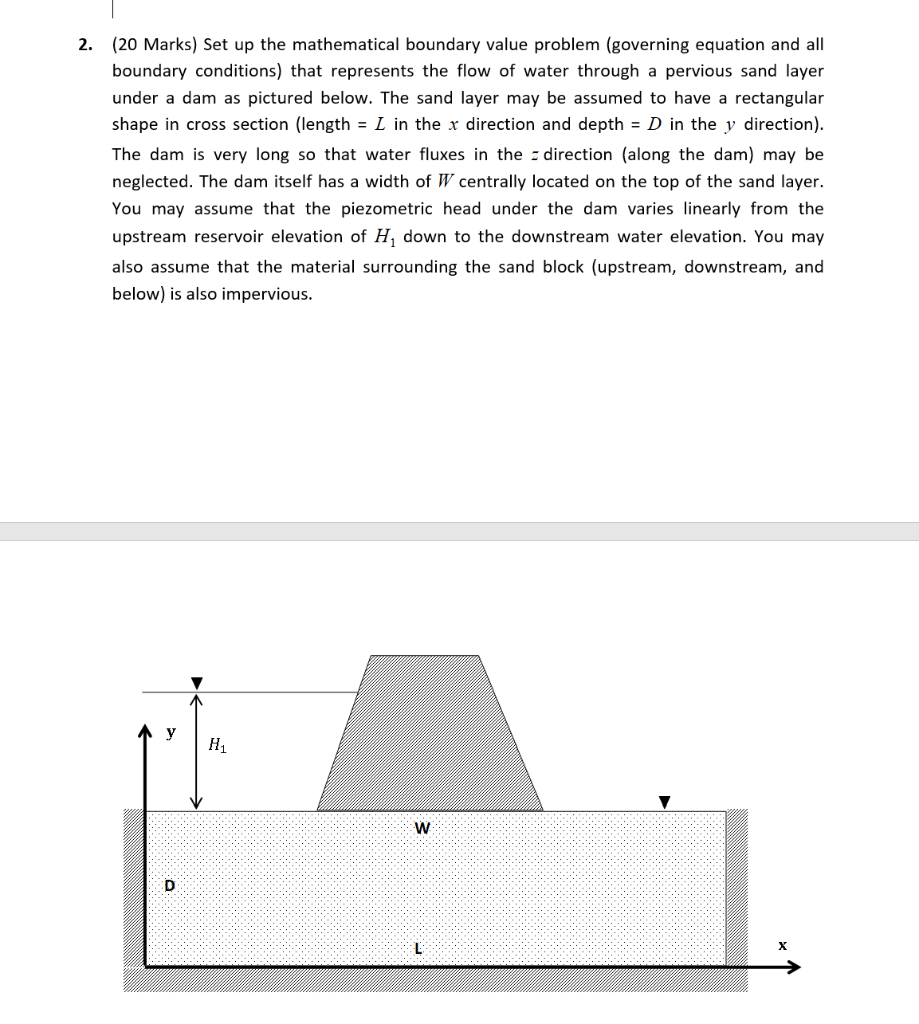 2. (20 Marks) Set up the mathematical boundary value | Chegg.com