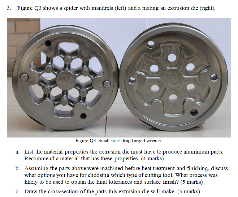 Solved 3. Figure Q3 shows a spider with mandrels (left) and | Chegg.com