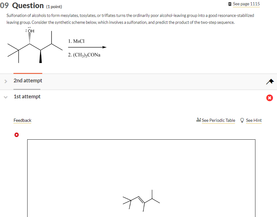 Solved Question (1 point) Sulfonation of alcohols to form | Chegg.com