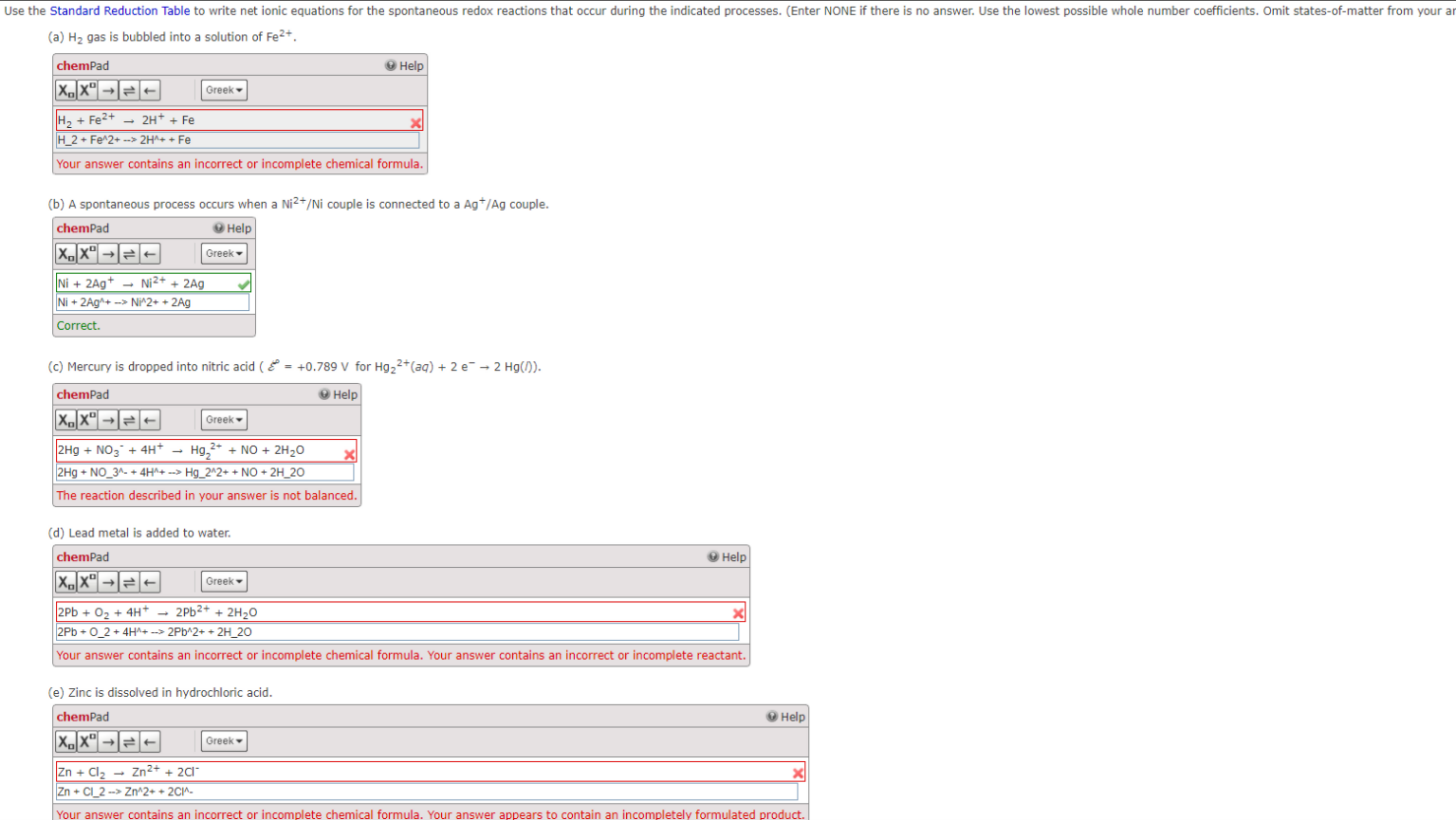 Solved Use the Standard Reduction Table to write net ionic | Chegg.com