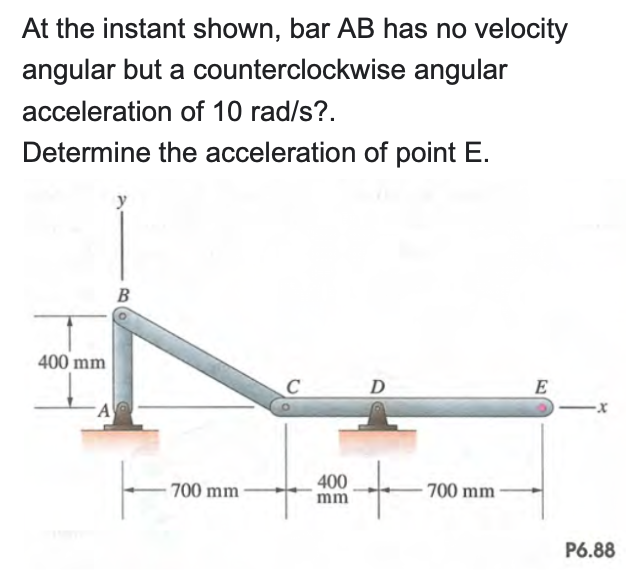 Solved At the instant shown, bar AB has no velocity angular | Chegg.com
