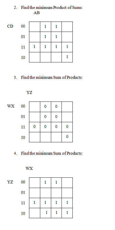 Solved 2. Find the minimum Product of Sums: AB D 3. Find the | Chegg.com