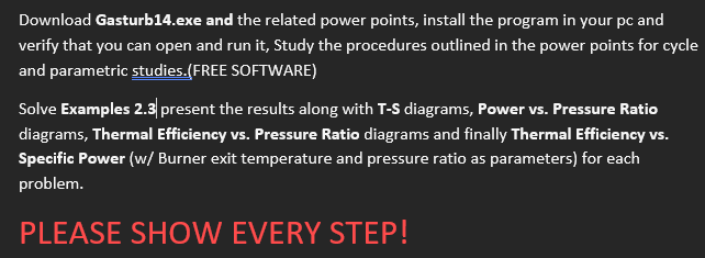 Download Gasturb14.exe and the related power points, | Chegg.com