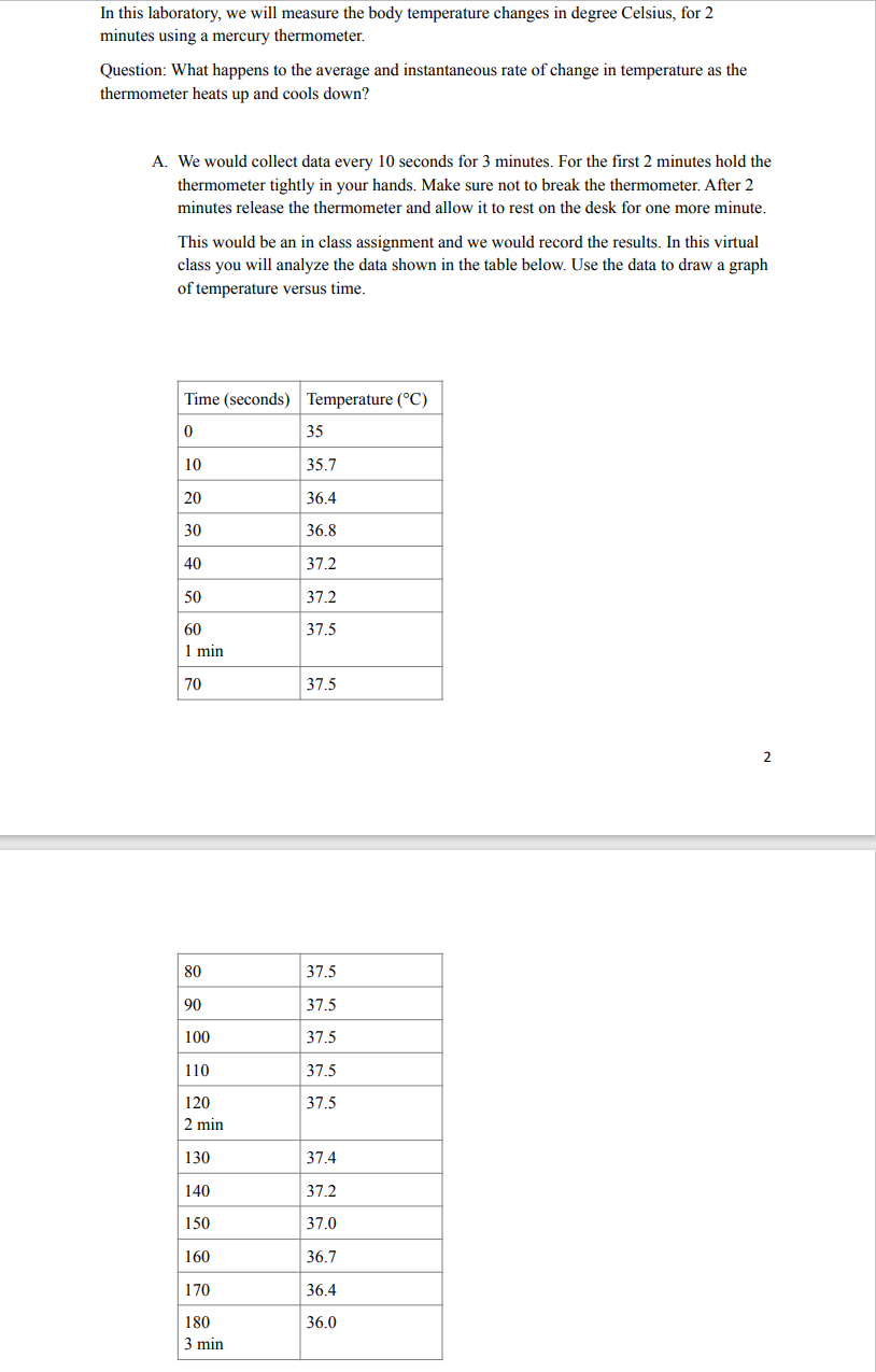 Solved In this laboratory, we will measure the body | Chegg.com