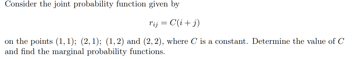 Solved Consider the joint probability function given by | Chegg.com