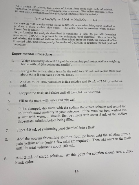 Solved 6. Analysis of Swimming Pool Chemical Materials | Chegg.com
