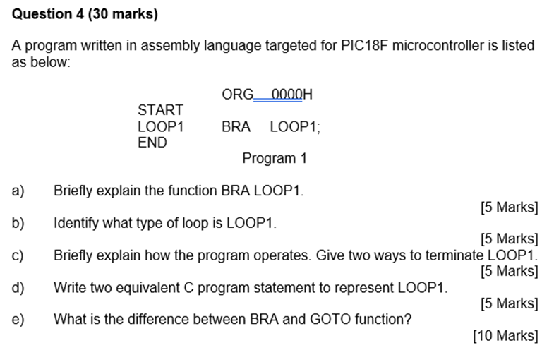 Solved Question 4 (30 marks) A program written in assembly | Chegg.com