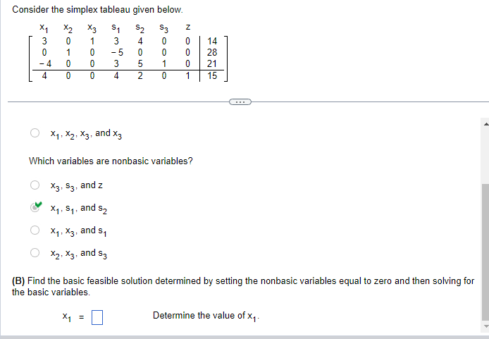 Solved Consider the simplex tableau given below. | Chegg.com