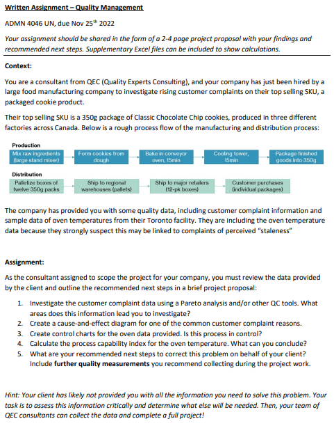 Solved Written Assignment Quality Management Admn 4046 