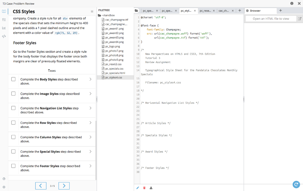 T3 case problem review on HTML5 and CSS3 7th | Chegg.com