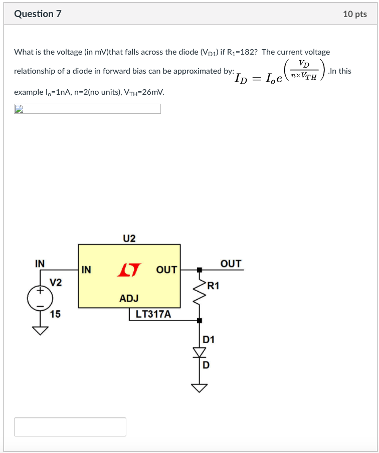 Solved Question 7 10 pts What is the voltage (in mV)that | Chegg.com