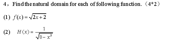 Solved 4 , Find the natural domain for each of following | Chegg.com