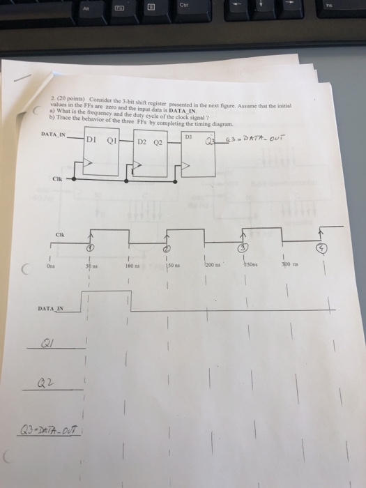 Solved 2. (20 points) Consider the 3-bit shift register | Chegg.com