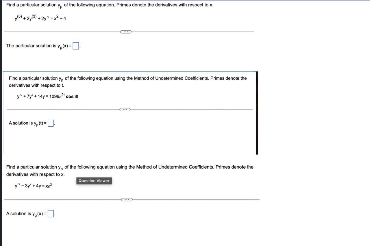 Solved Find a particular solution yp of ﻿the following | Chegg.com