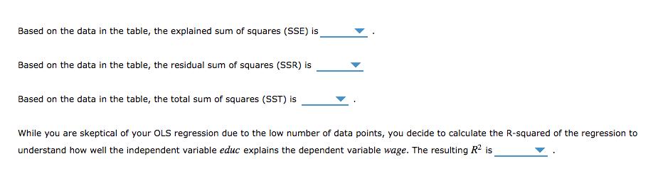 Solved 4. Calculating SSR, ESS, SST, and R-squared Suppose | Chegg.com