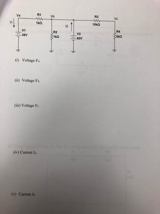 Solved Va R1 Vb R3 Vc 10k0 12 V1 R2 R4 V2 (i) Voltage Va | Chegg.com