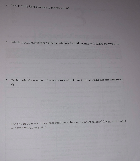 Solved Table 2-6. Your results for Test 5 (Sudan IV Dye | Chegg.com