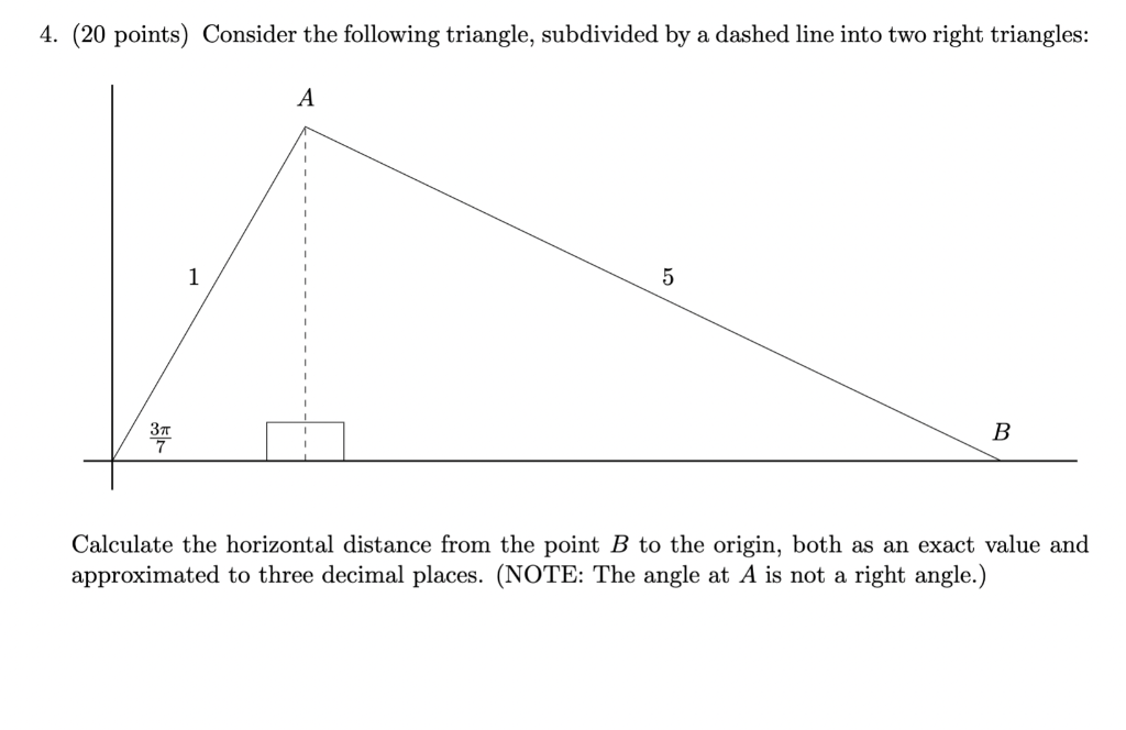 Solved 4. (20 points) Consider the following triangle, | Chegg.com