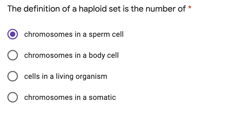 Solved The definition of a haploid set is the number of * | Chegg.com